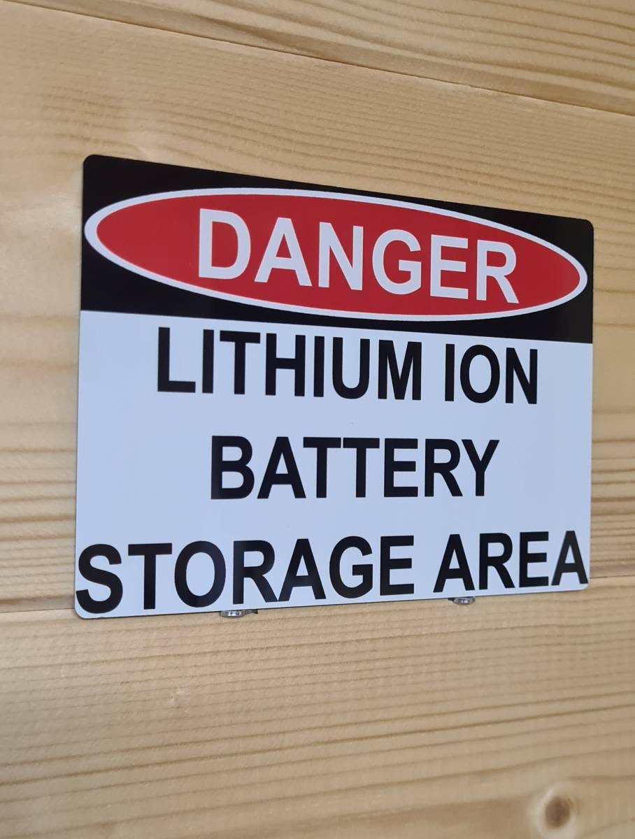 Saftey lithium Battery Storage Area Metal Sign 150x115mm. Campervan ...