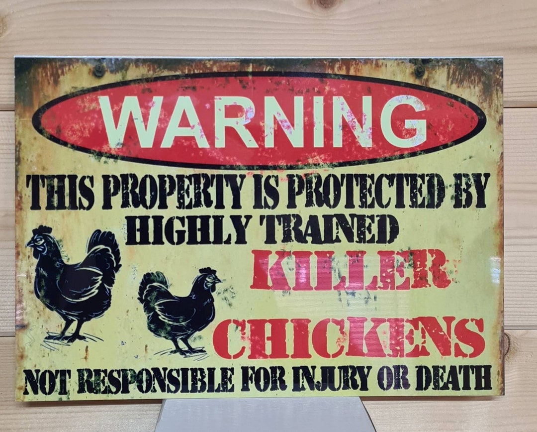 Protected by Killer Chickens Metal Sign 290x200mm, Man Cave Woman Cave ...