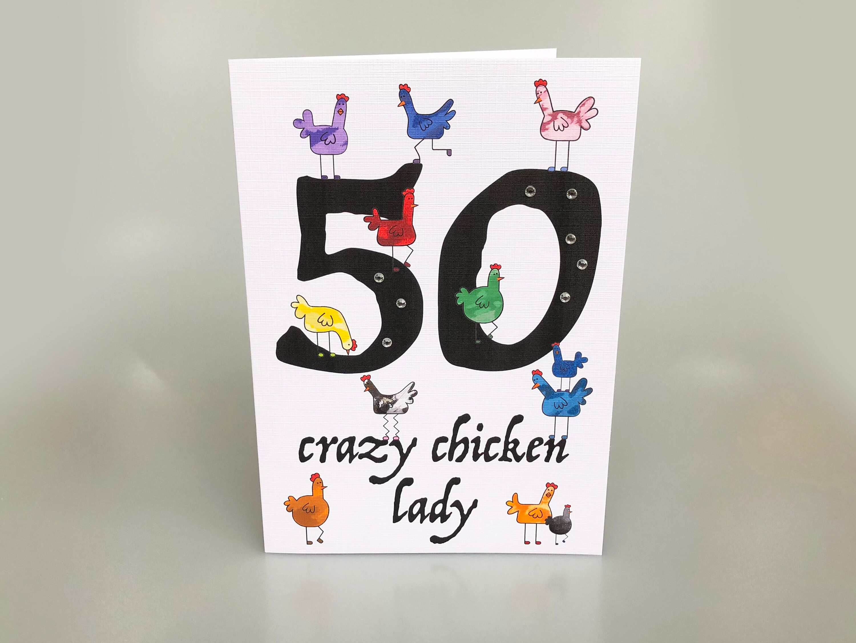 Crazy Chicken Lady. A5 Size Card. Fifty Today. 50. 50th. Happy | Etsy