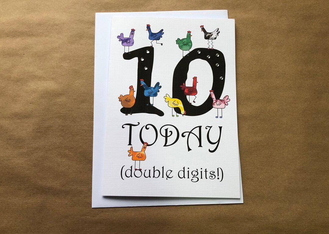Ten Today. A5 Size Card. Double Digits. Birthday Card. Happy Birthday ...