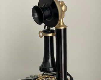 Vintage Candlestick Phone, Vintage Wood Desktop Phone Stand Organizer ...