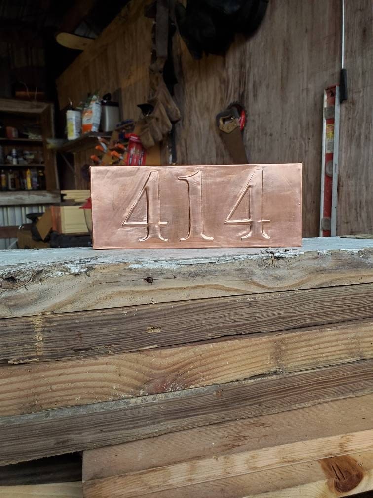 Copper Address Sign. Hand Tooled Copper Mounted and Wrapped on - Etsy