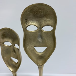 Vintage Venetian Masks Set, Cast Aluminum Comedy Smiling Faces, 90s ...