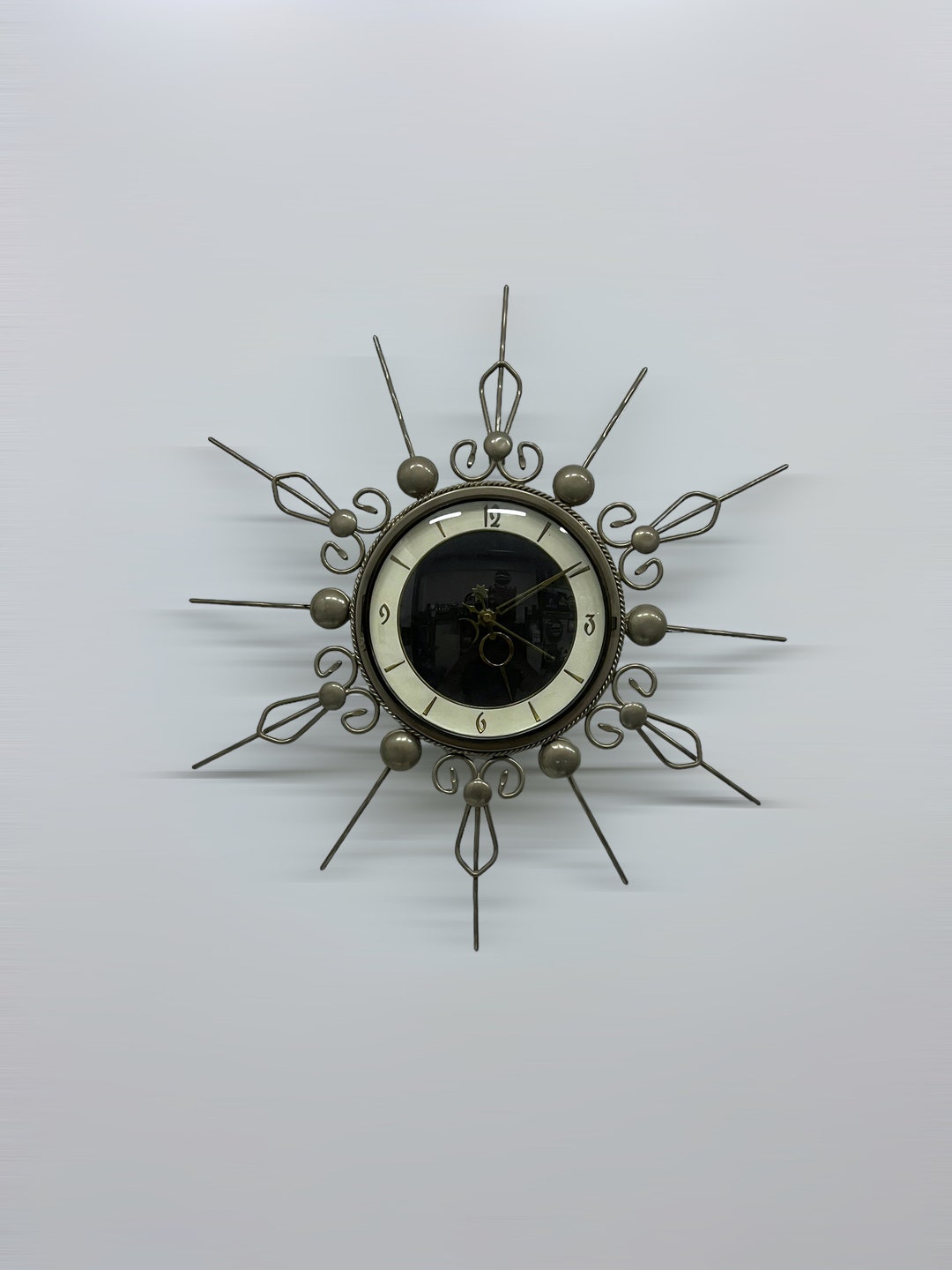 Mid Century Sunburst Clock, Vintage Orfac Wall Clock, Starburst Time ...