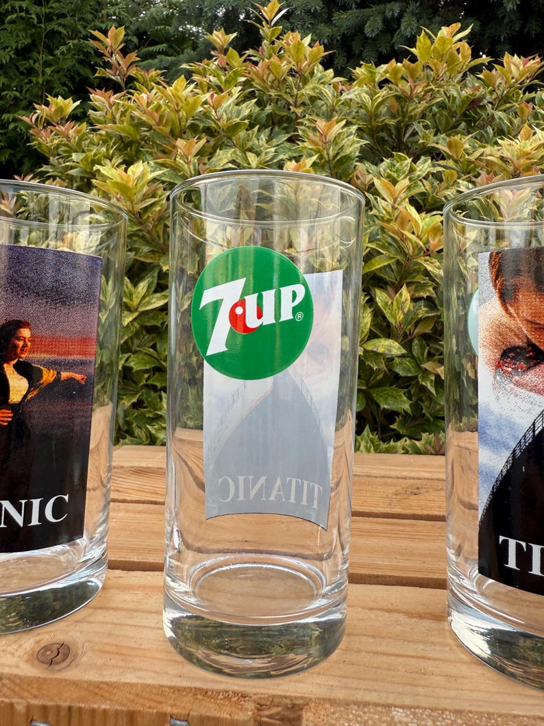 Vintage 7UP X Titanic Glasses Set of 4, Long Drink Tumblers, 1990s ...