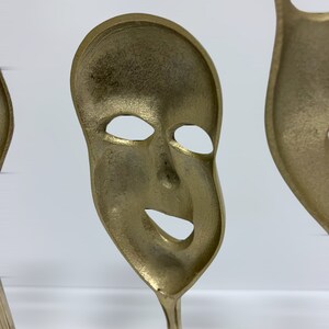 Vintage Venetian Masks Set, Cast Aluminum Comedy Smiling Faces, 90s ...
