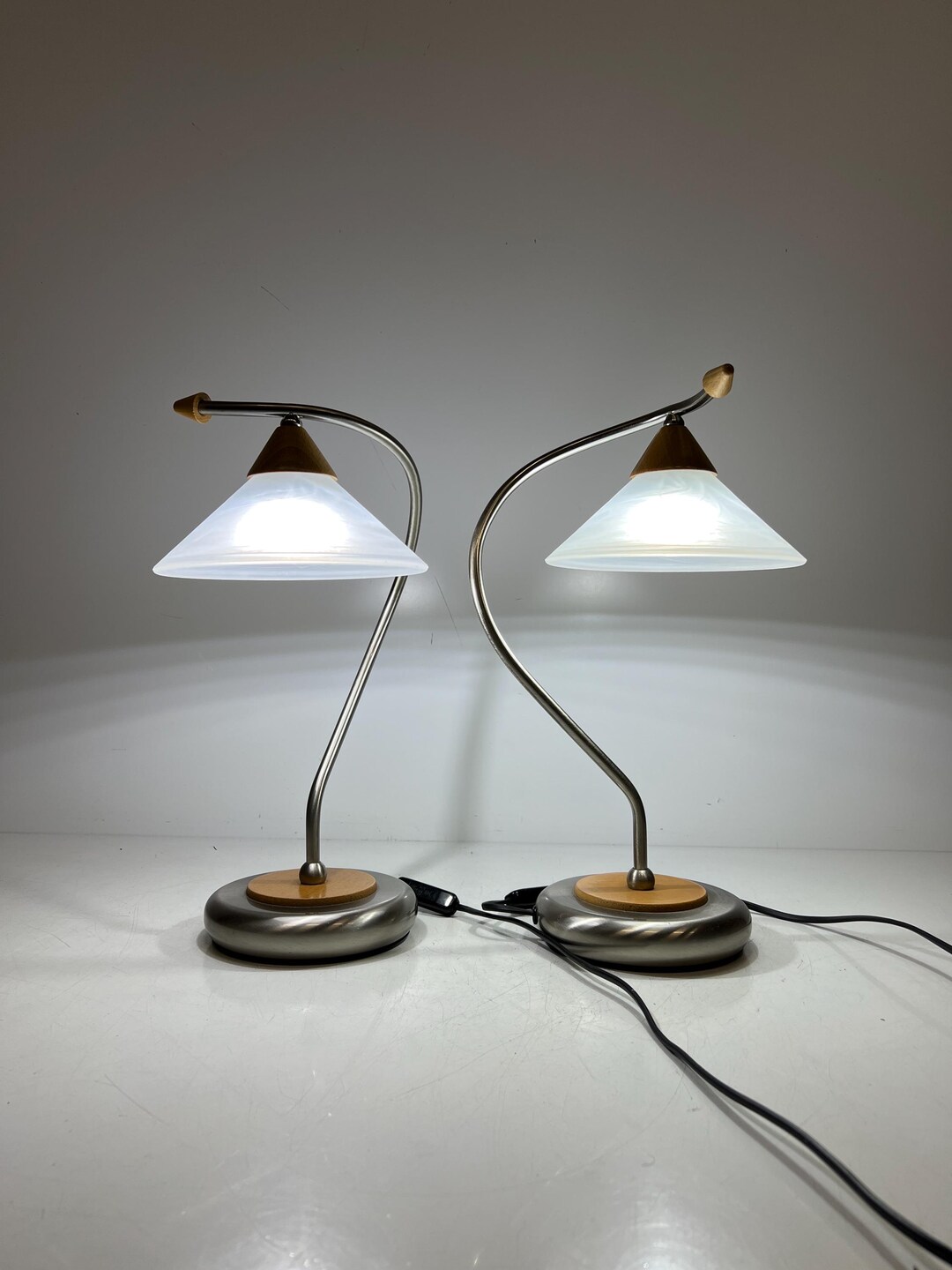 Vintage Lamp Set, Postmodern Design, Bedroom Nightstand Lights, Massive ...