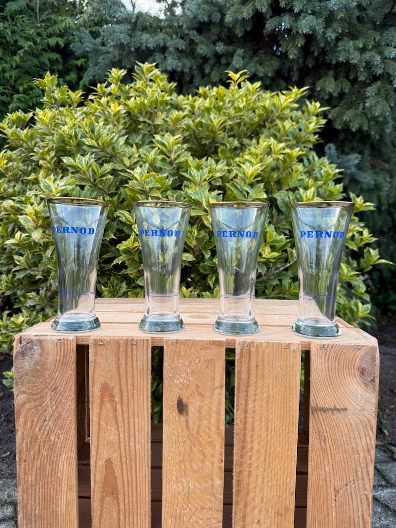 Vintage Pernod Glass Set, French Anise Liquor Drinkware, Bar Cart ...