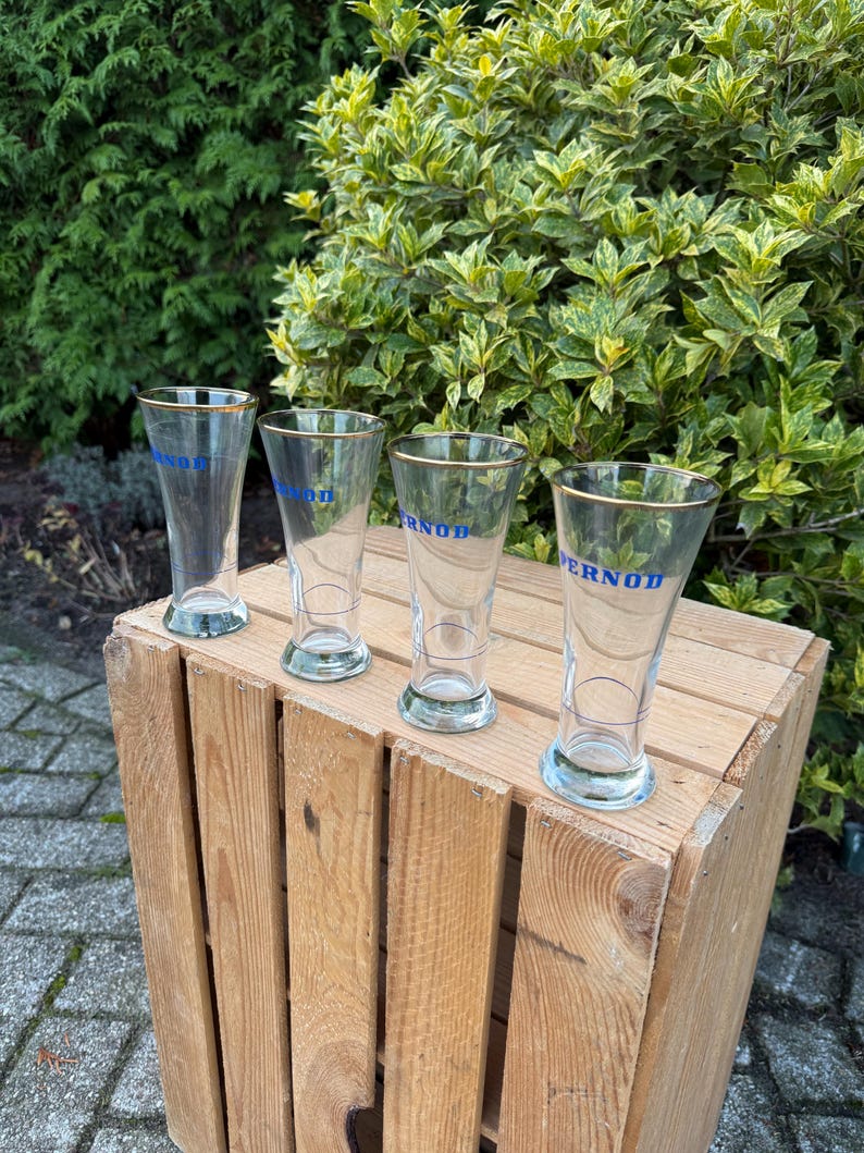 Vintage Pernod Glass Set, French Anise Liquor Drinkware, Bar Cart ...