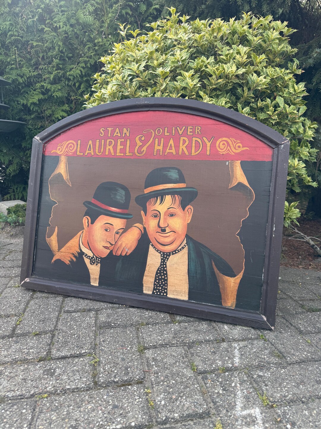 Rare Large Laurel and Hardy Wooden Wall Sign, Vintage Comedy Duo Plaque ...