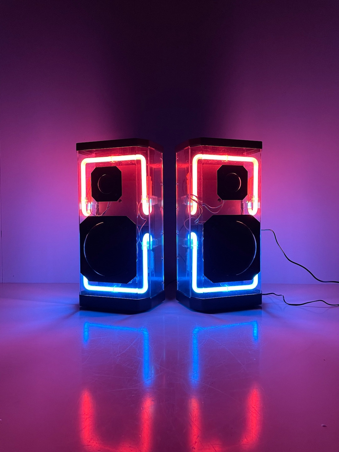 Vintage Cicena Billie Jean Neon Speakers, 1980s Music-activated Pink ...