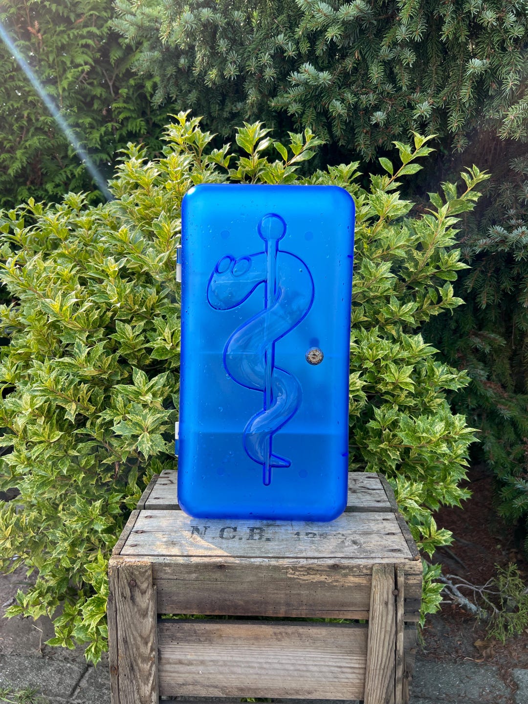 1999 Koziol Medicine Cabinet, Blue and White Transparent Plastics, With ...