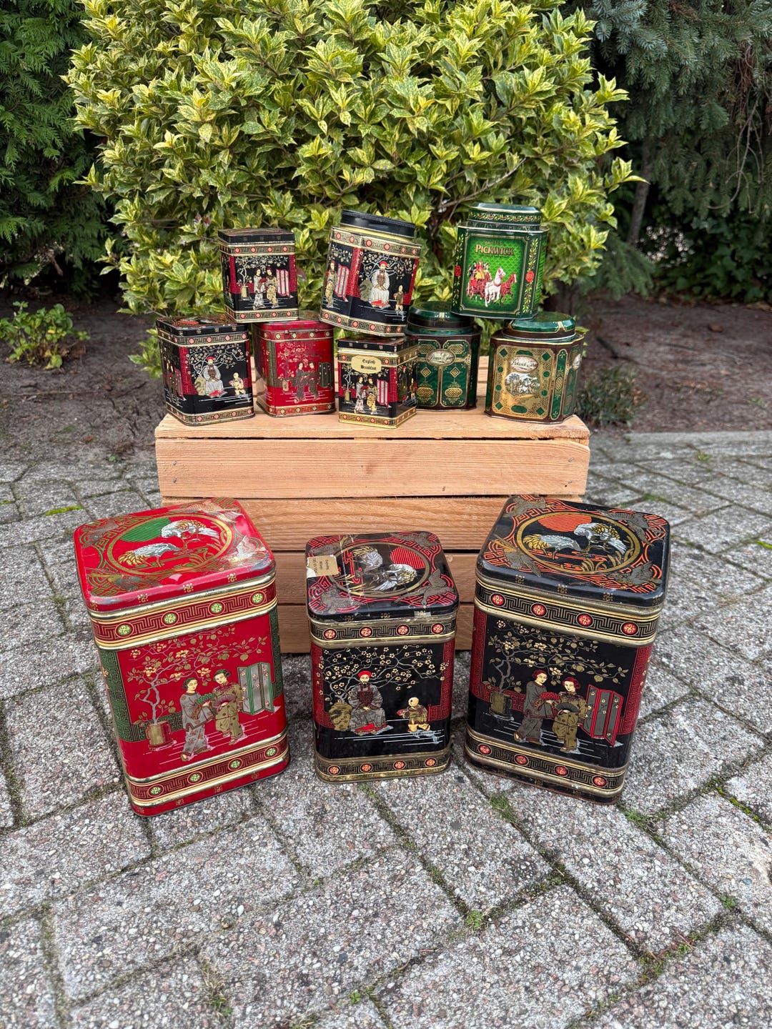 Vintage English Tea Tins Collection, Pickwick Tea Tins, Decorative ...