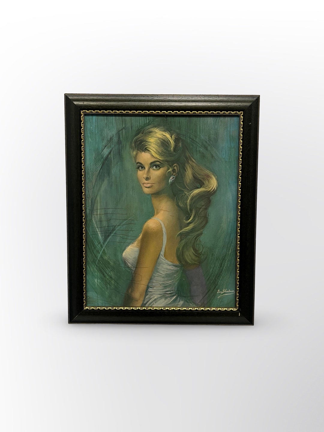 Vintage Lou Shabner Painting, Ursula Pin up Model, Framed Painting ...