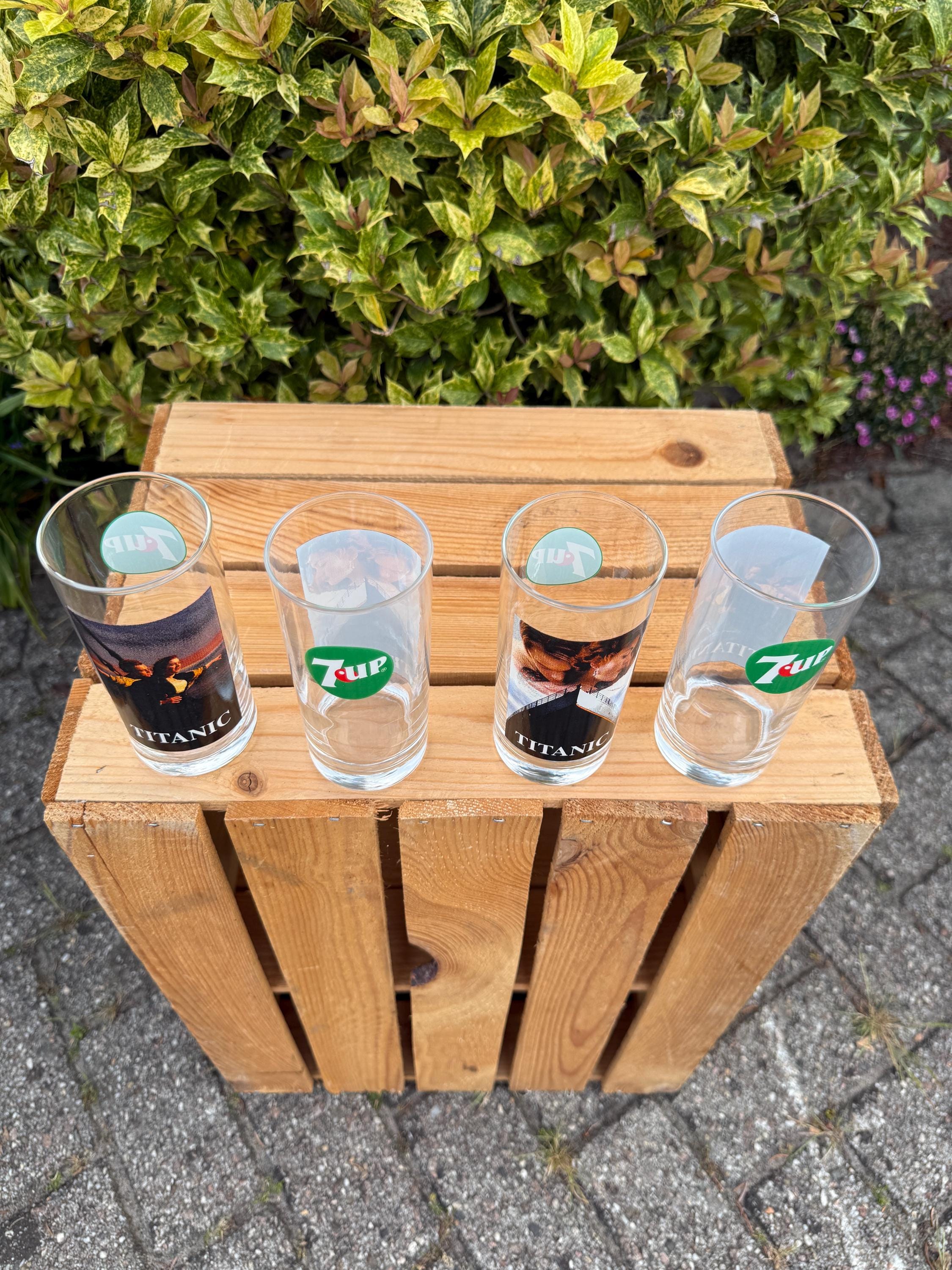 Vintage 7UP X Titanic Glasses Set of 4, Long Drink Tumblers, 1990s ...