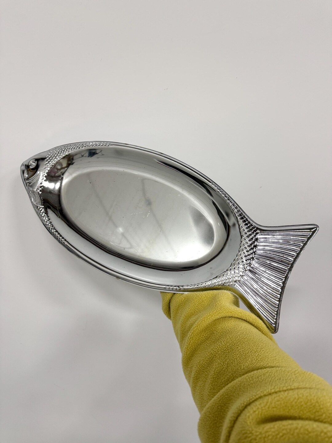 Vintage Metal Fish Serving Platter, Oval Chrome Fish Tray, Retro ...