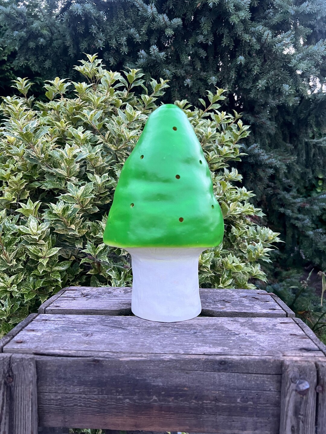 Heico Table Lamp Mushroom, Vintage Green Nightstand Light, Retro Kids ...