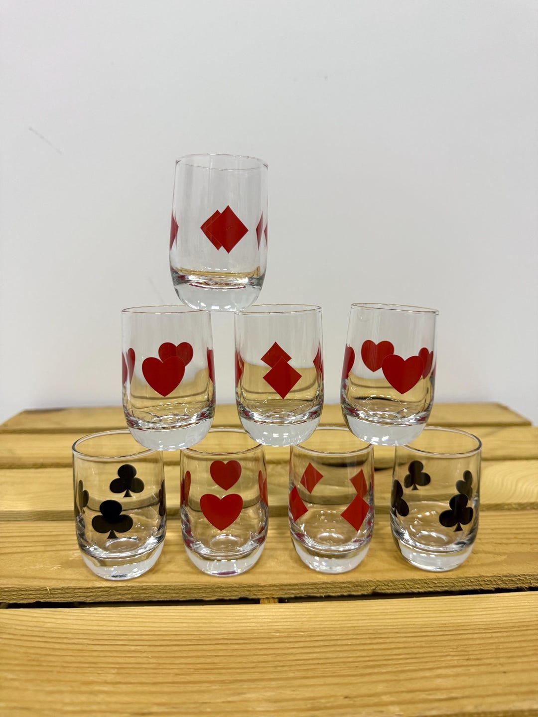 Set of 8 Playing Card Suit Shot Glasses, Poker Night Barware, Casino ...