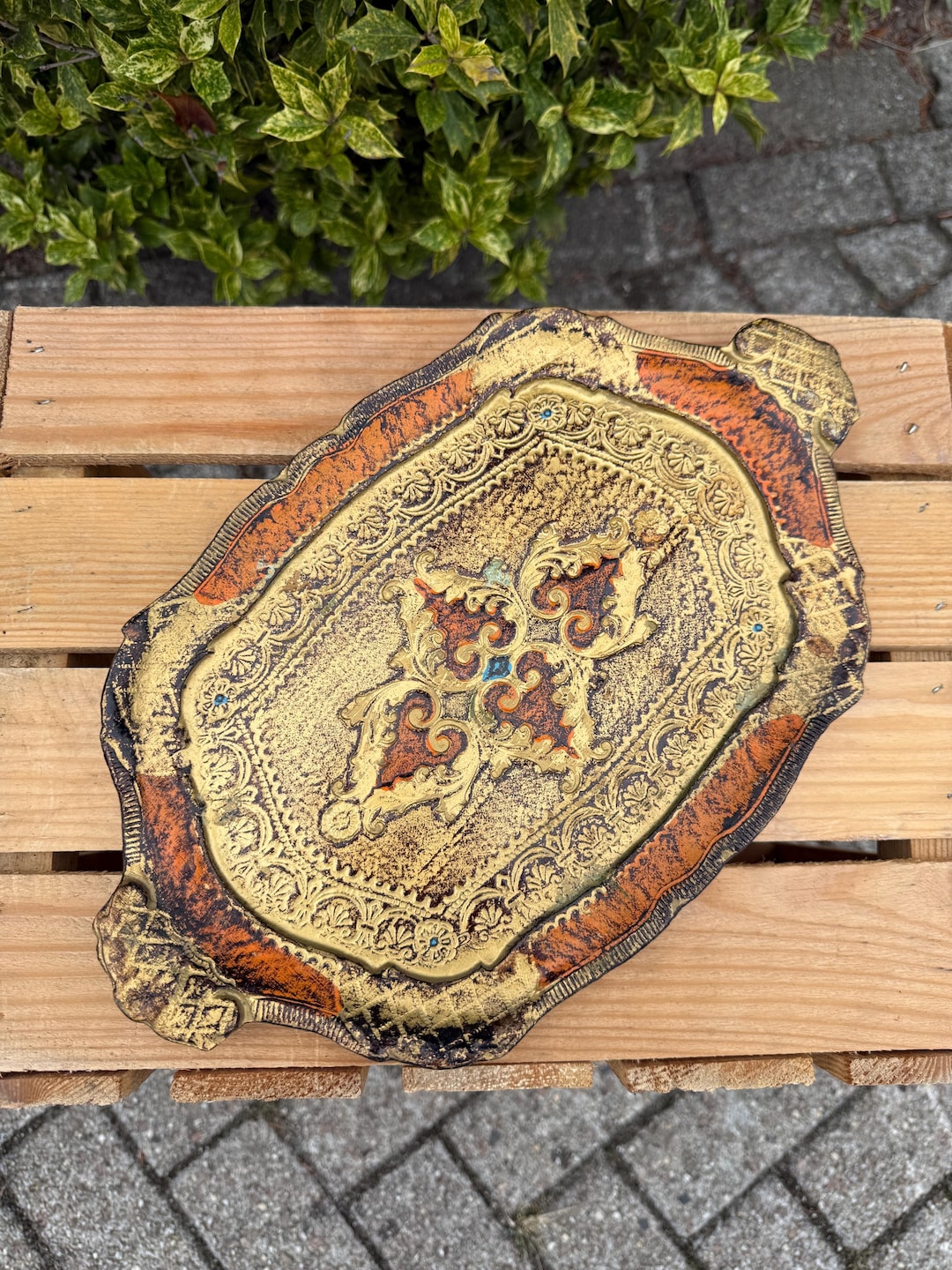 Vintage Italian Florentine Serving Tray, Gold Gilt Wood Tray, Ornate ...