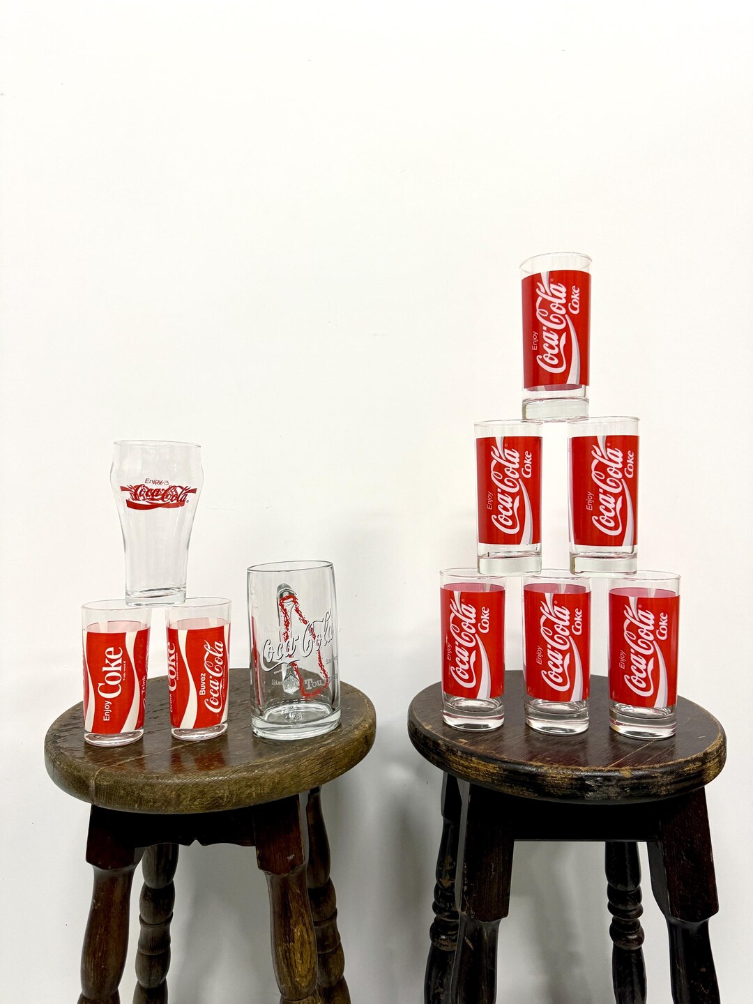 Vintage Coca Cola Glass Sets and Pitcher, Original Coke Logo Barware ...