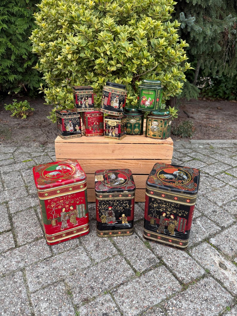 Vintage English Tea Tins Collection, Pickwick Tea Tins, Decorative ...