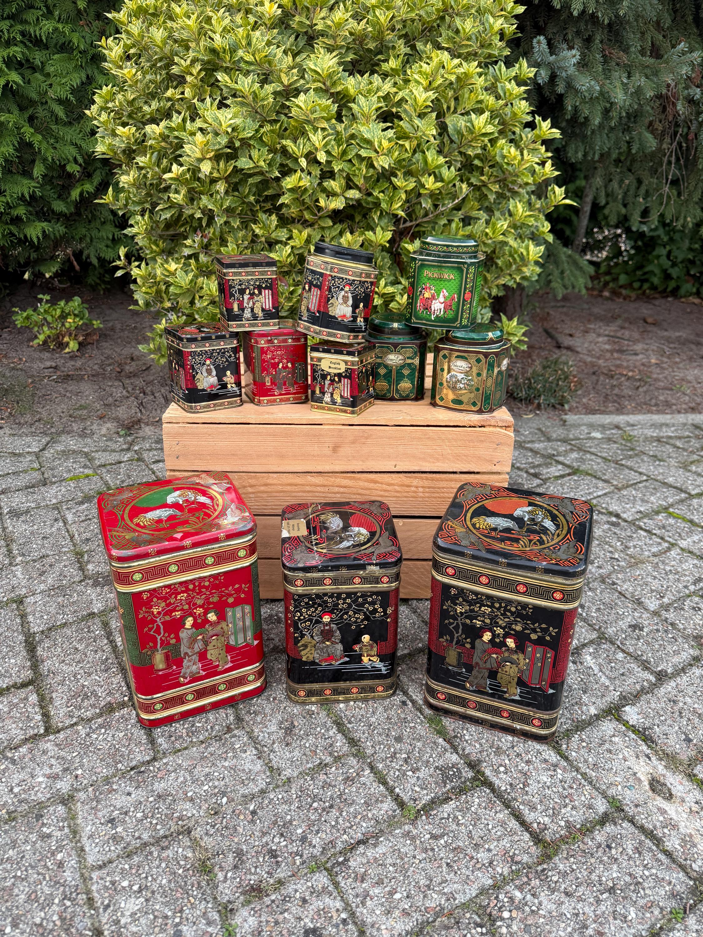 Vintage English Tea Tins Collection, Pickwick Tea Tins, Decorative ...