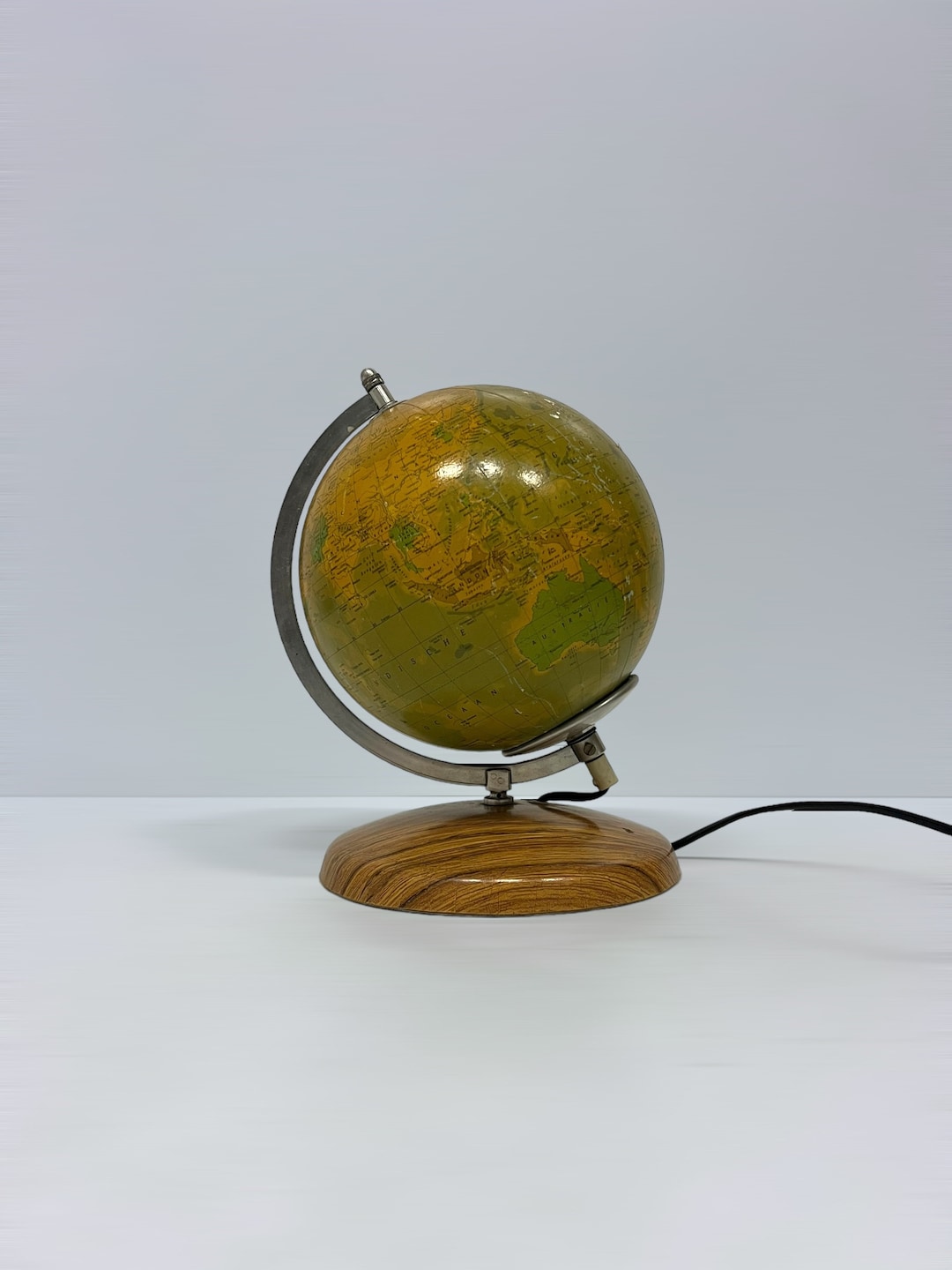 Vintage Illuminated Glass Globe, Planet Earth Glass Table Lamp, Mid ...
