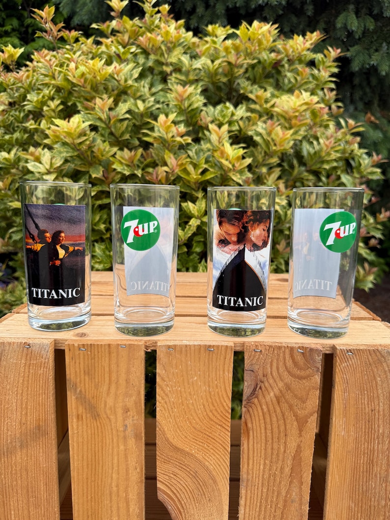 Vintage 7UP X Titanic Glasses Set of 4, Long Drink Tumblers, 1990s ...