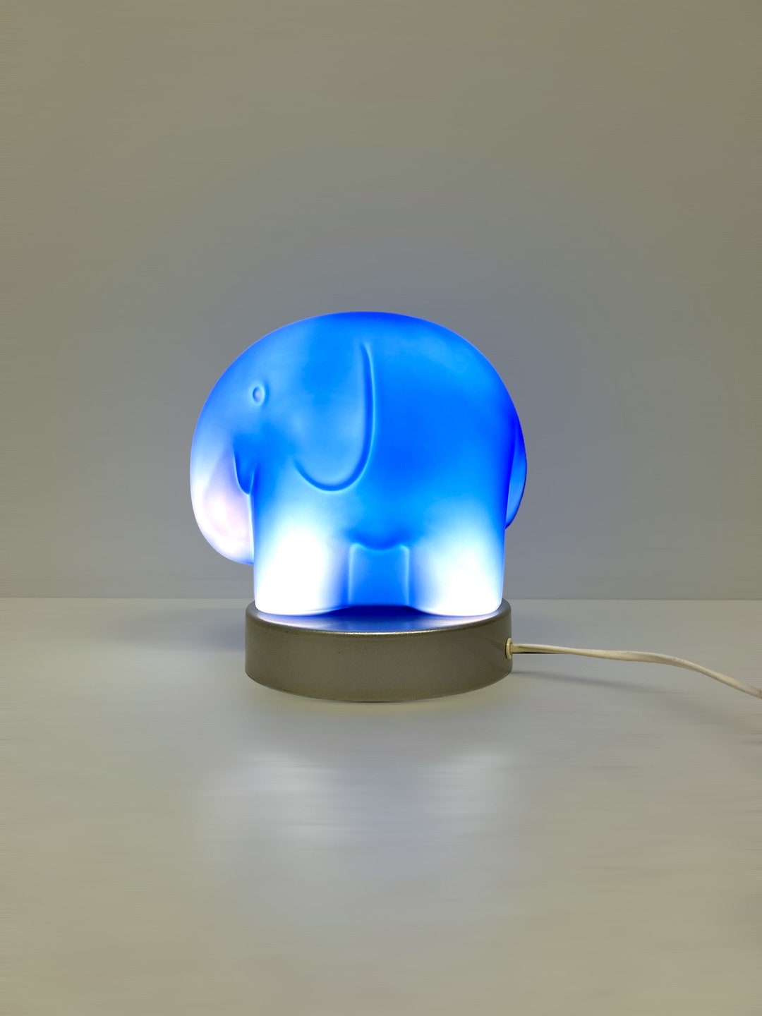 Vintage Glass Table Lamp, Blue Elephant Shaped, James & Poki Co ...