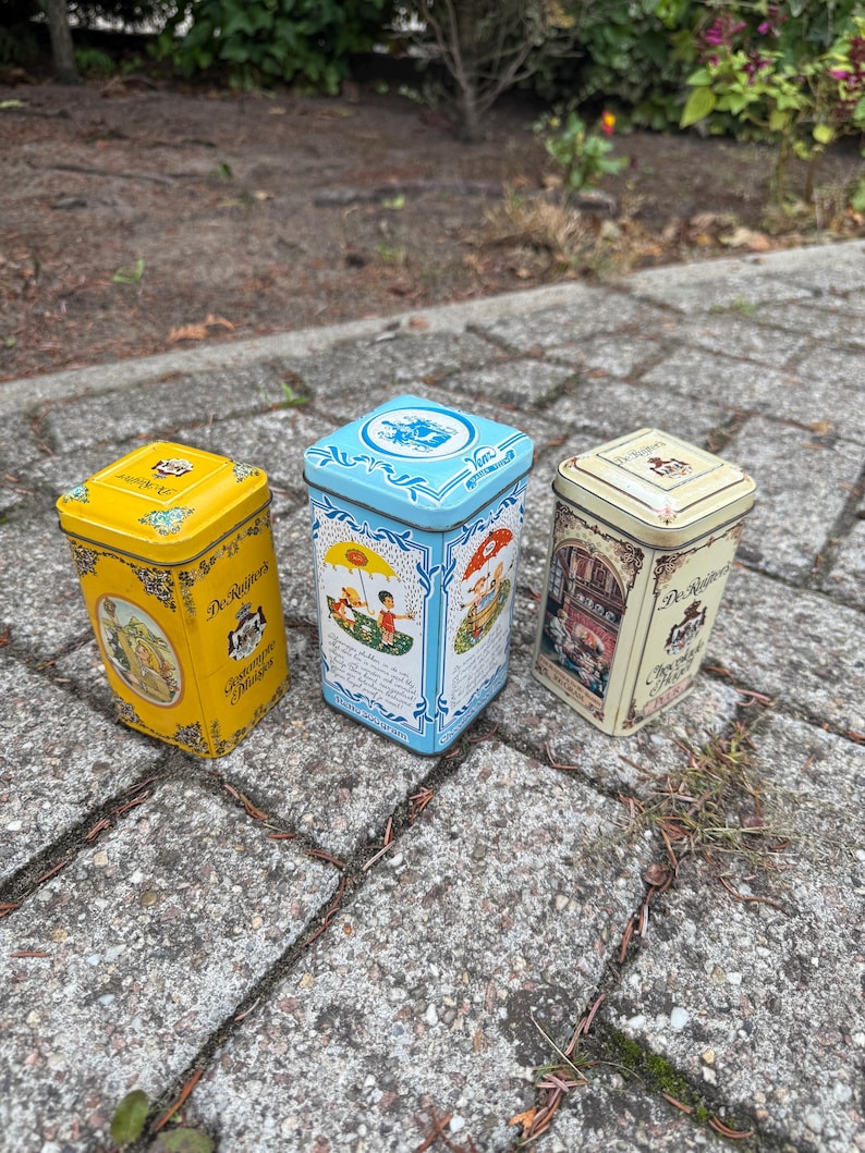 Vintage Metal Food Tins Collection, Dutch Advertising Cans and Jars ...