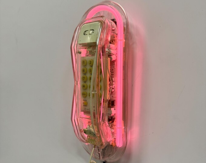 Vintage Cicena Rhonda Pink Transparent Neon Telephone, Retro 1980s ...