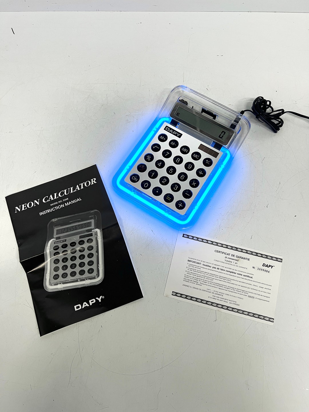 Rare Vintage Dapy Paris Neon Calculator, Postmodern Office Gadget, New ...