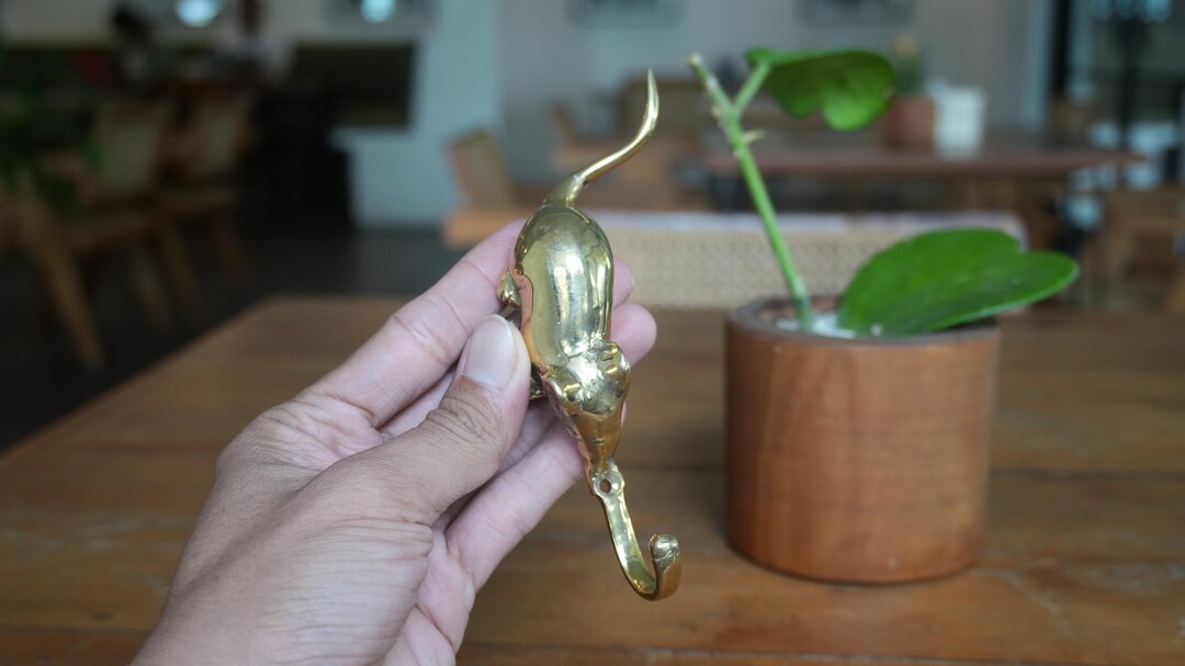 Vintage Brass Mouse Hooks - Antique Bronze Mice Hook for Cloth Hat Keys ...