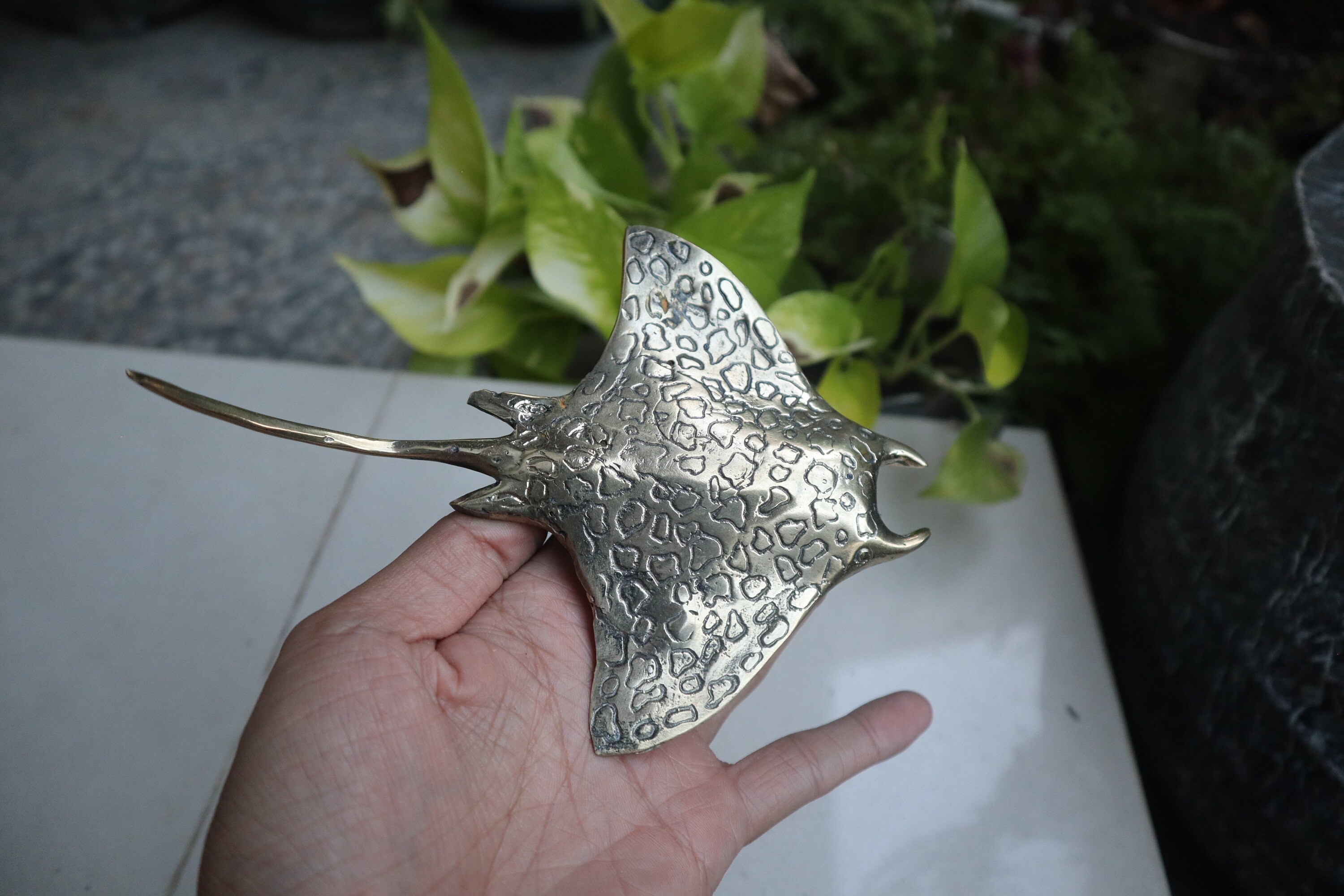 Vintage Brass Big Stingray Fish Statue Gold Brass Manta Ray - Etsy