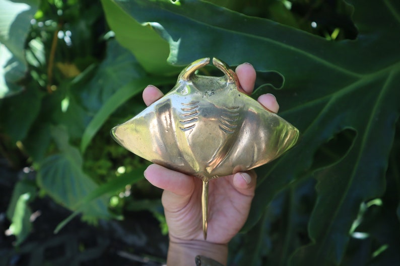 Vintage Brass Stingray Statue: Gold Manta Ray Figurine - Etsy