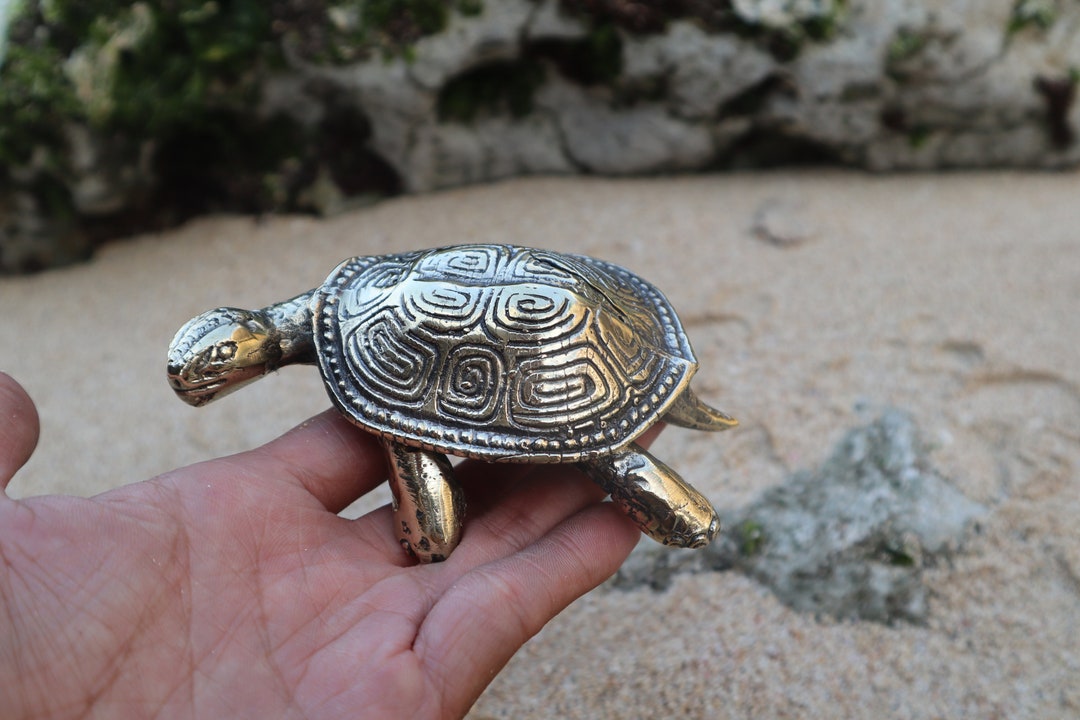 Brass Vintage Sea Turtle Figurine - Antique Brass Animal Statue for ...