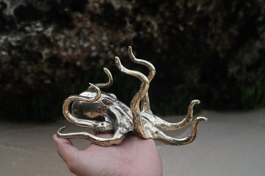 Vintage Brass Big Octopus Statue Antique Octopus Phone Holder Brass ...