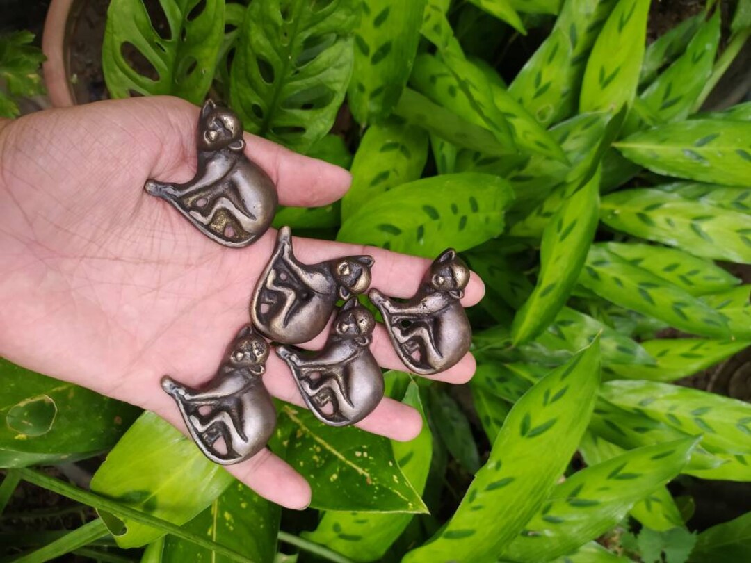 5 Pieces - Cute Small Monkey Vintage Door Pull - Antique Solid Brass ...