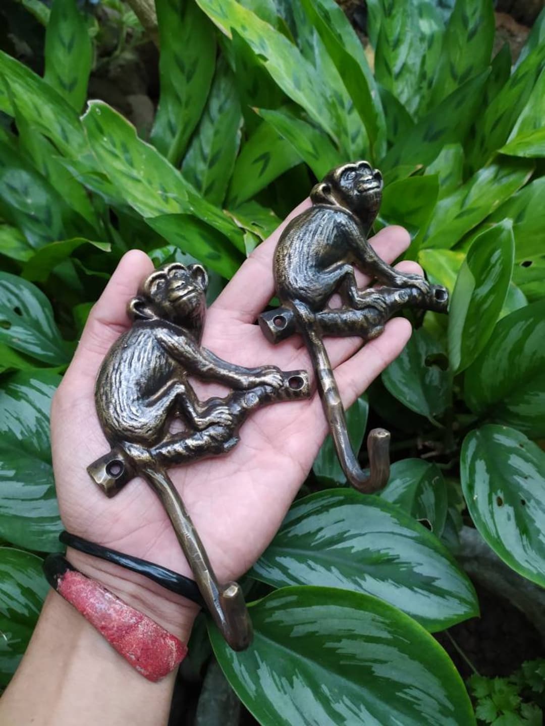 Antique Brass Monkey Hooks - Vintage Style Coat Towel Hangers, Set of 2 ...