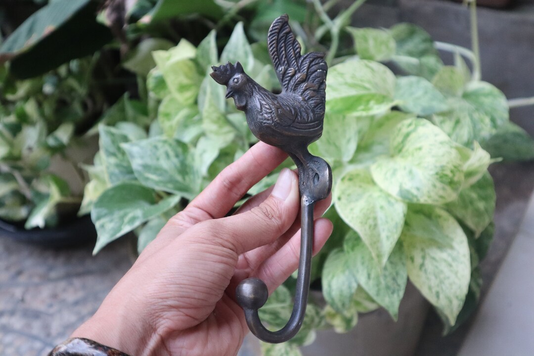 Vintage Solid Brass Chicken Hook Animal Wall Hooks / Coat Hooks Hangers ...