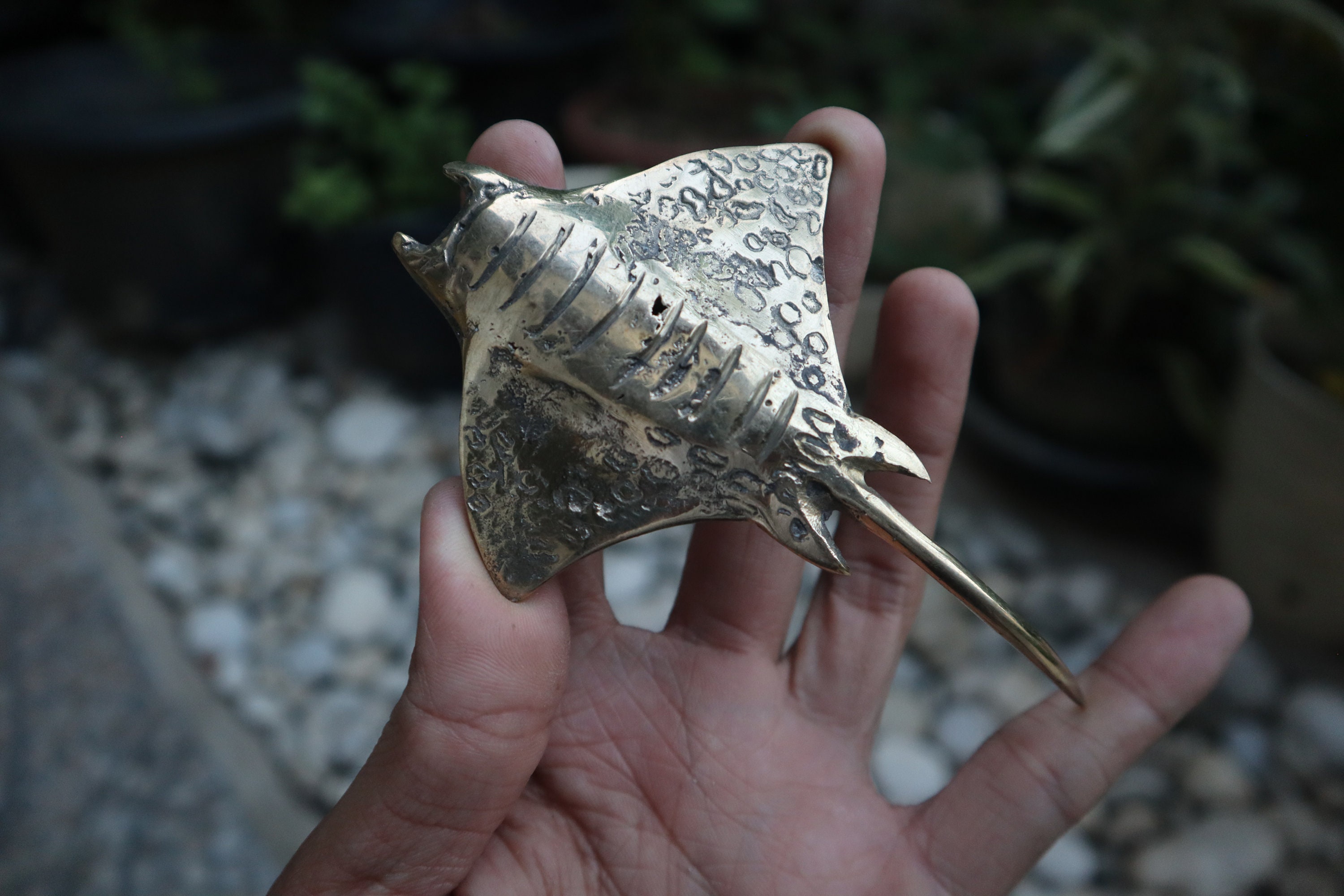 Vintage Brass Small Stingray Fish Statue Gold Brass Manta - Etsy