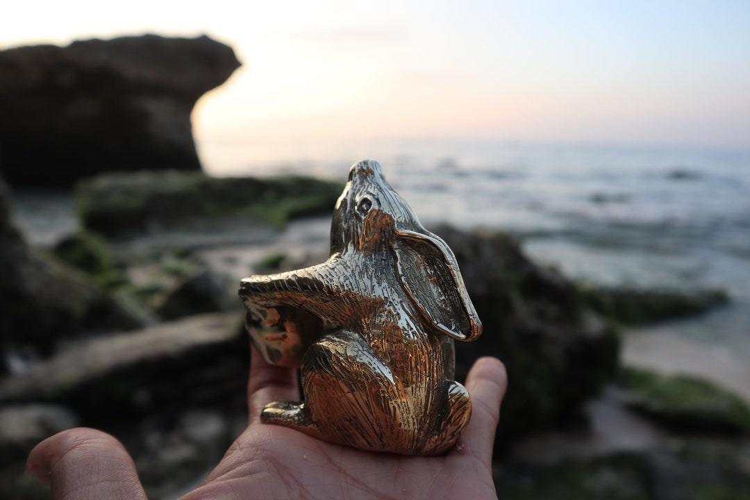 Vintage Brass Gold Rabbit Candle Holder - Antique Rabbit Statue for ...