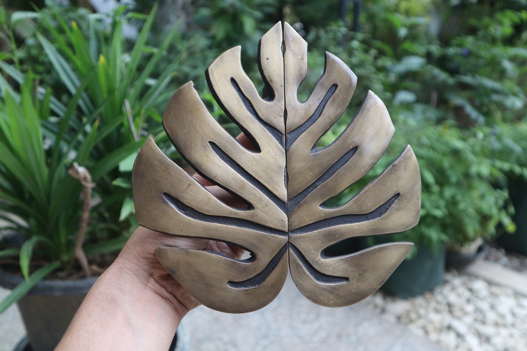 Monstera Leaf Brass Door Pulls: Antique Cabinet Knobs, 7.5" (pair) - Etsy