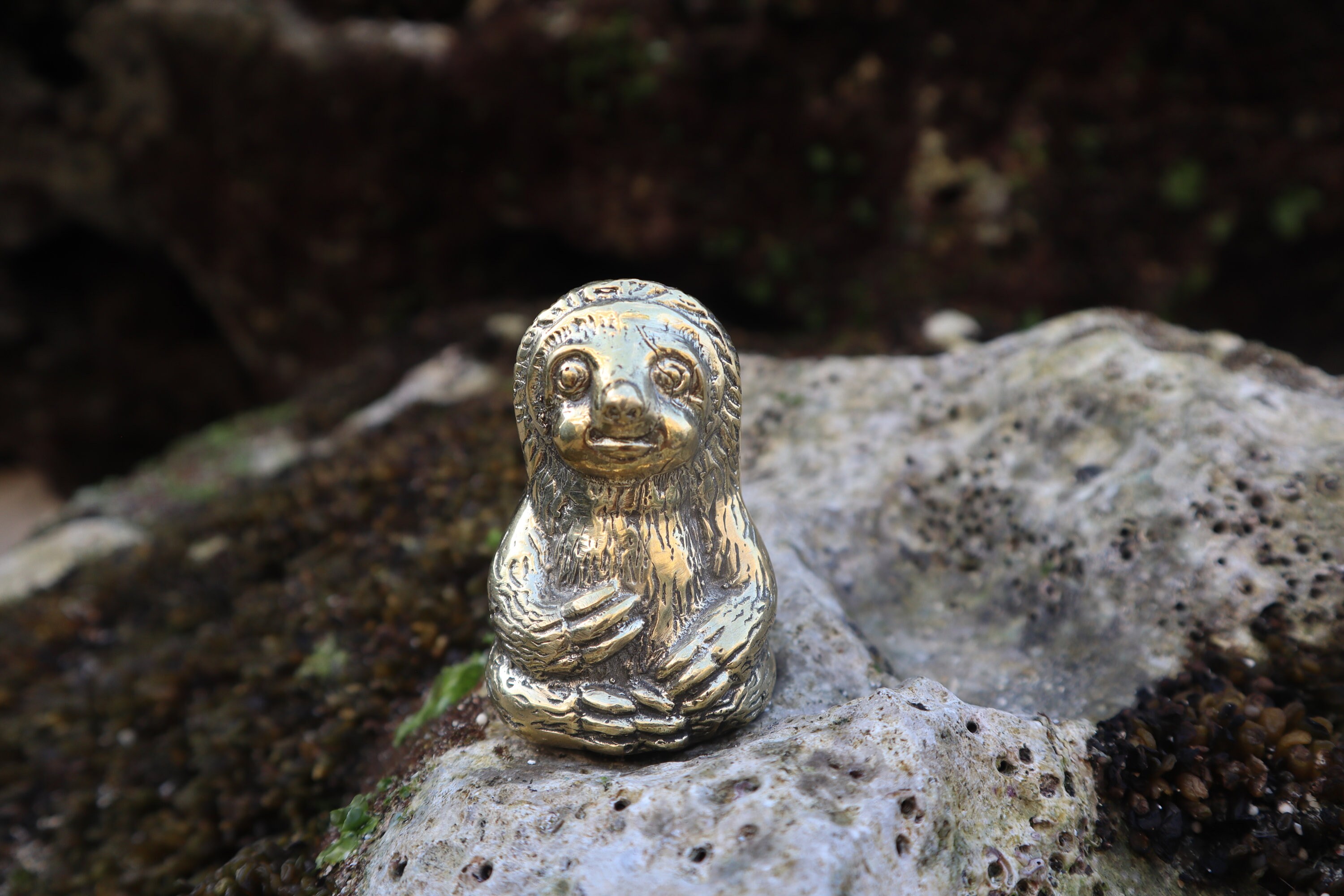 Vintage Solid Brass Sloth Statue - Antique Animal Figurine for Table ...
