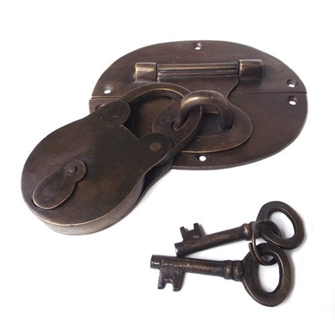 Set Vintage Solid Brass Padlock and Latch Antique Brass Padlock and ...