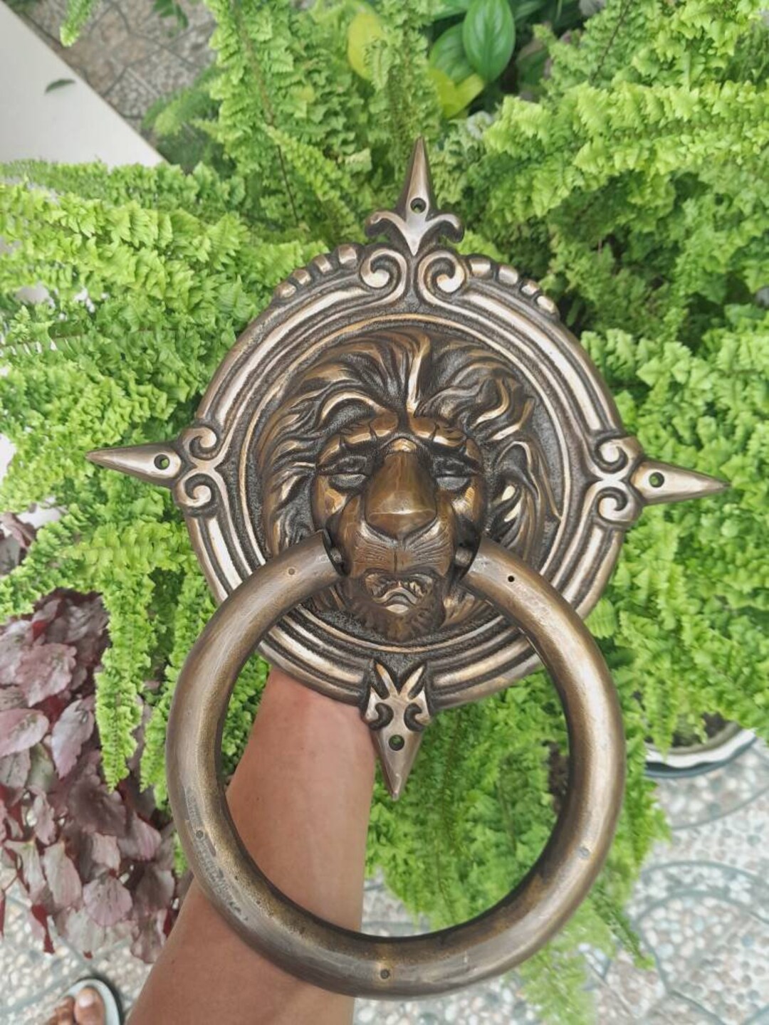 11" Inches - Vintage Lion King Knocker - Solid Brass Antique Door ...
