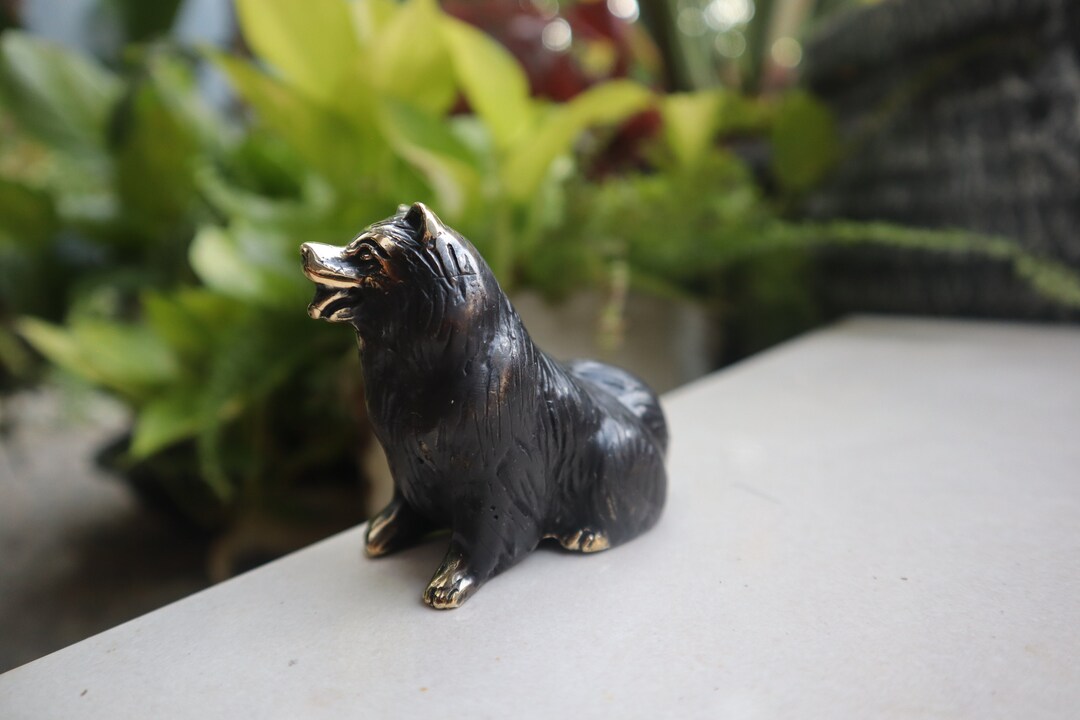 Vintage Brass Husky Dog Statue - Antique Bronze Small Dog State for ...