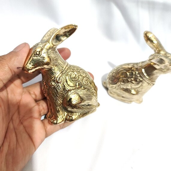 Vintage Brass Rabbit Statue Antique Brass Figurine Animal - Etsy