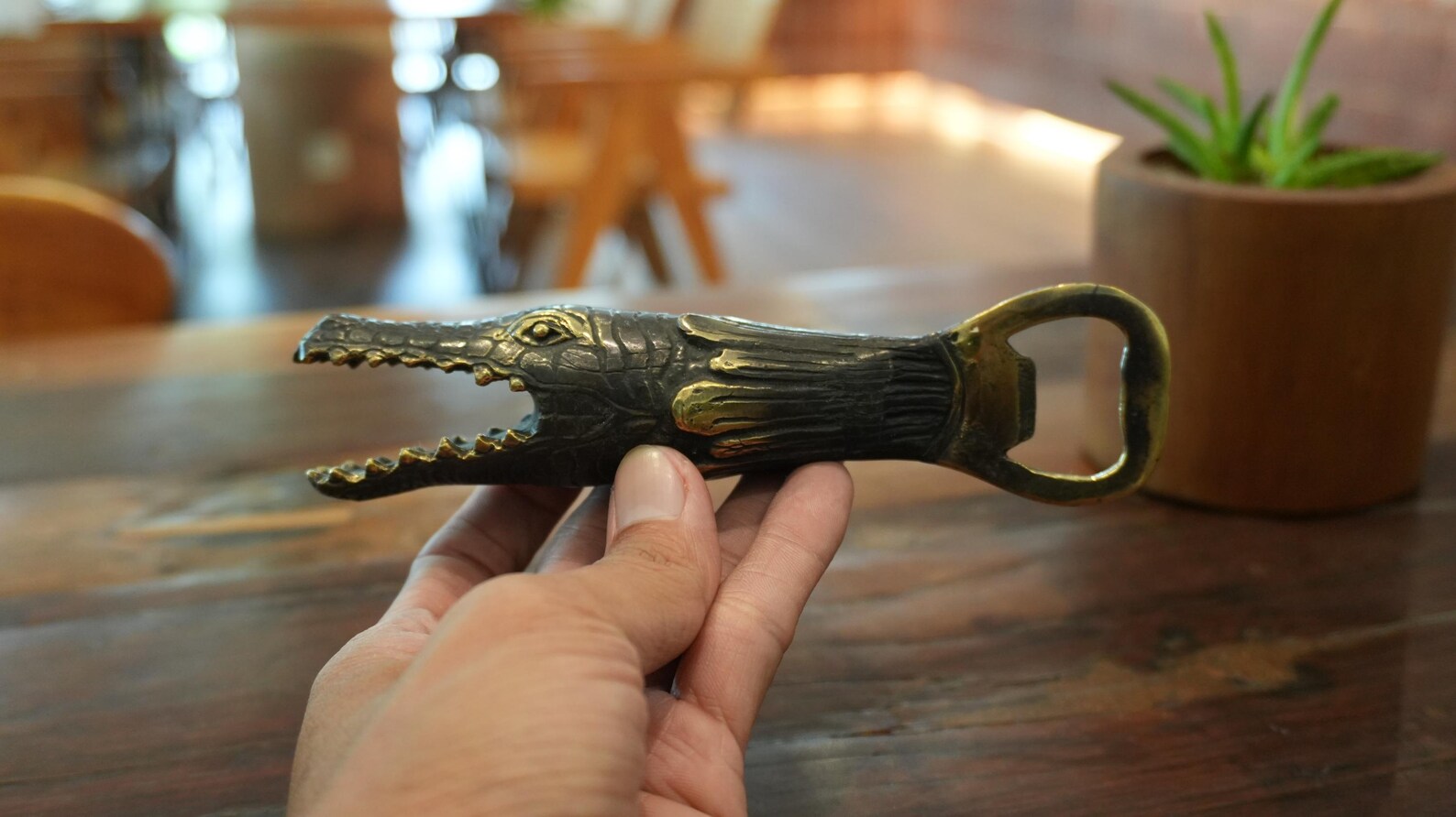 Vintage Solid Brass Crocodile Bottle Opener - Antique Aligator Bottle ...