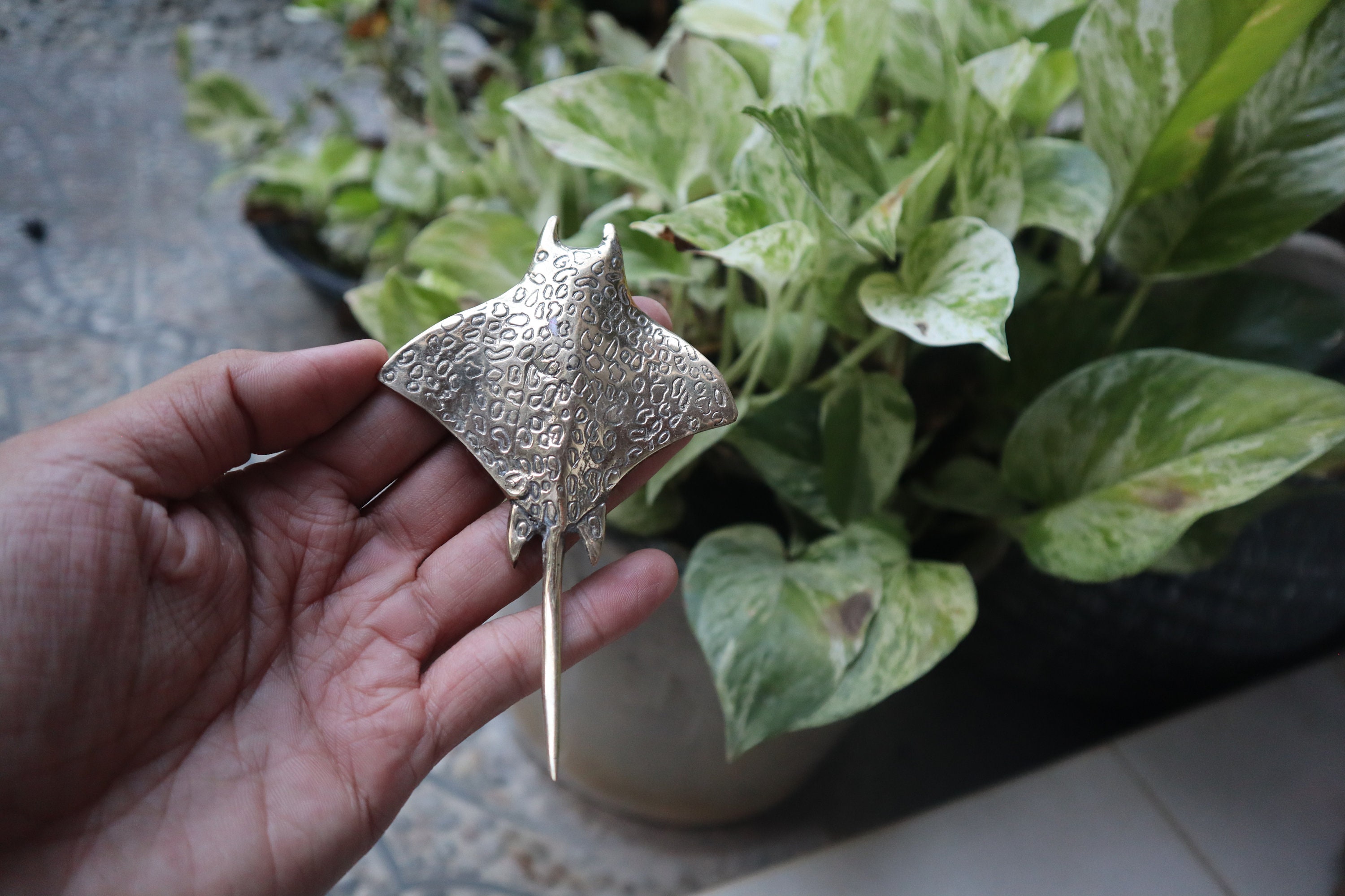 Vintage Brass Small Stingray Fish Statue Gold Brass Manta - Etsy